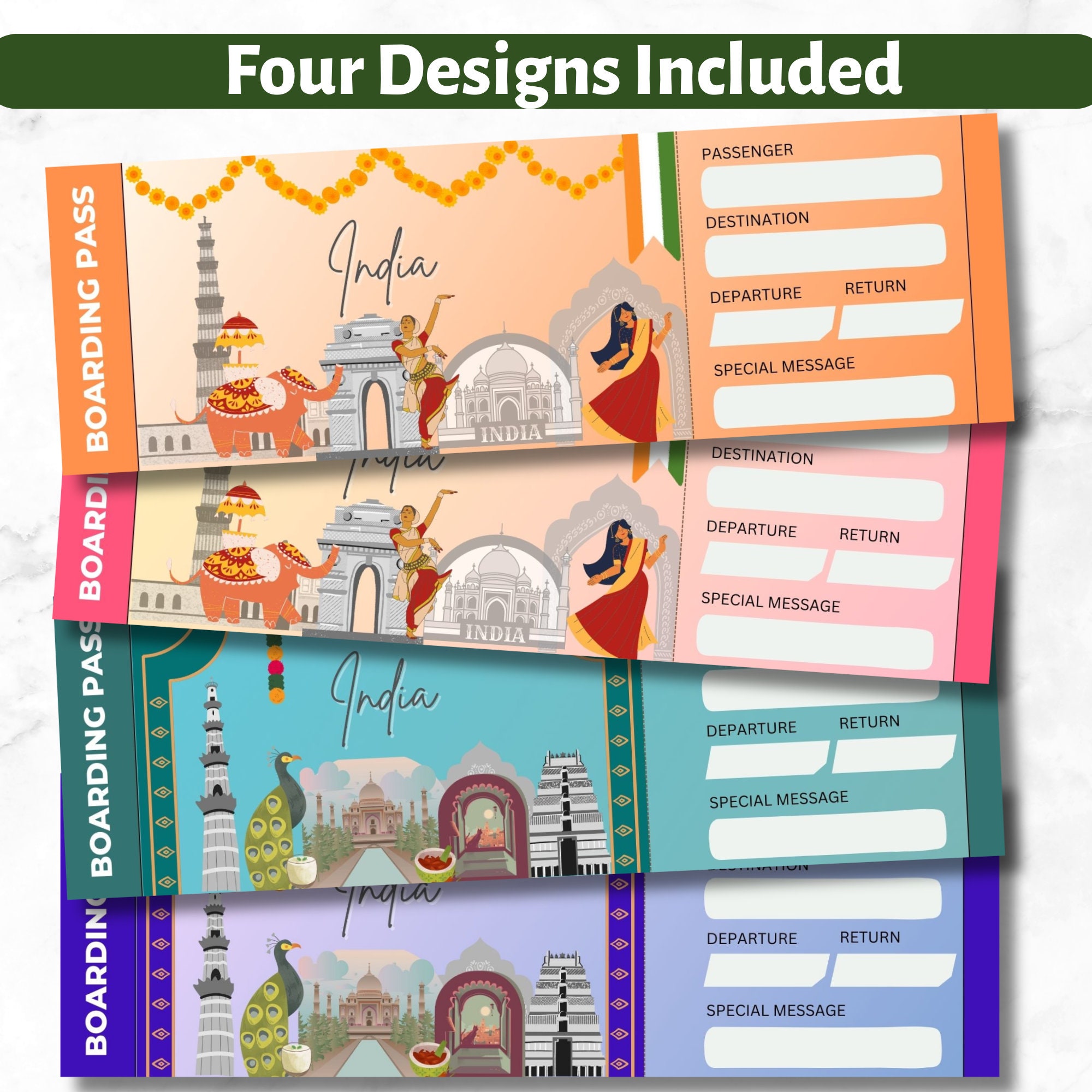 DIY INDIA Surprise Boarding Pass Canva Template, Fake Airline Ticket ...