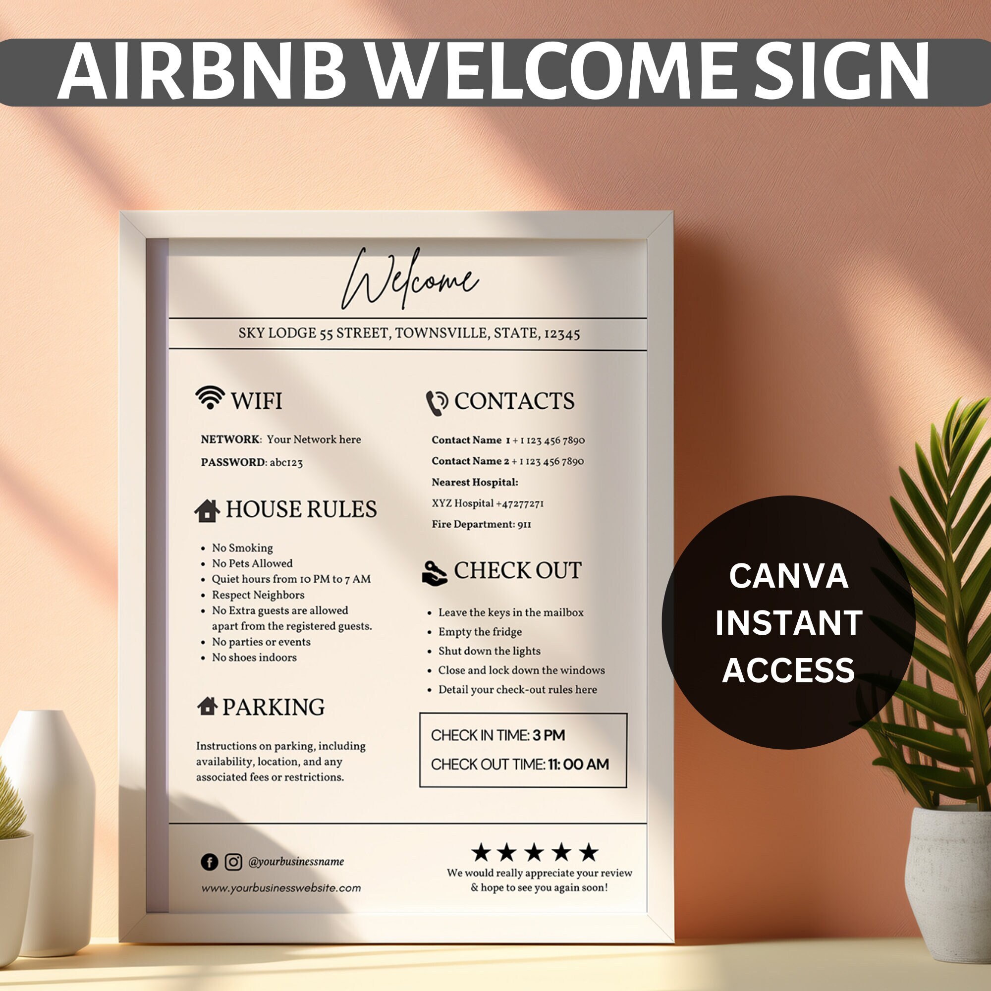 Editable Welcome Sign for Airbnb Hosts & VRBO Hosts, Vacation Rental ...