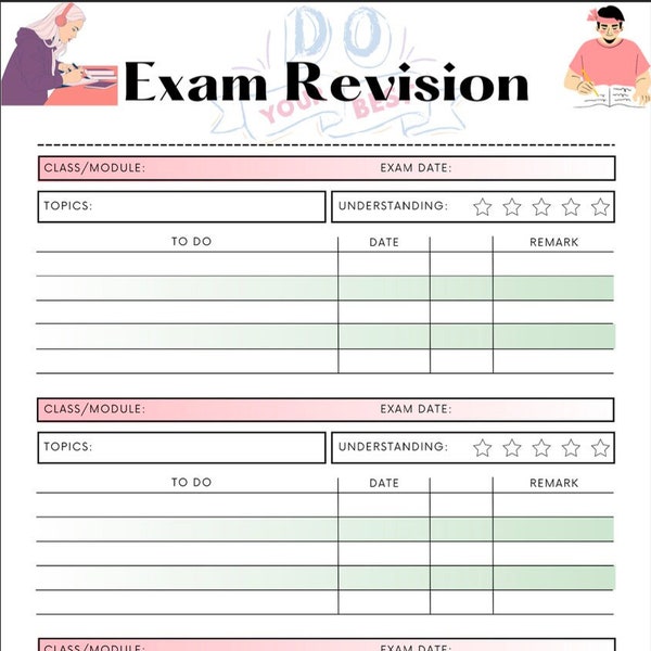 Exam Revision Planner - Etsy