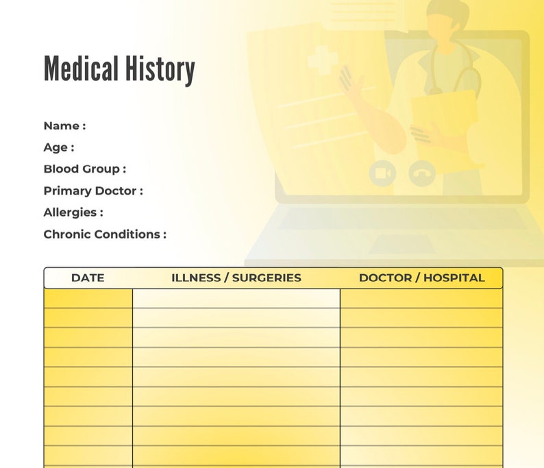 Medical History List - Etsy