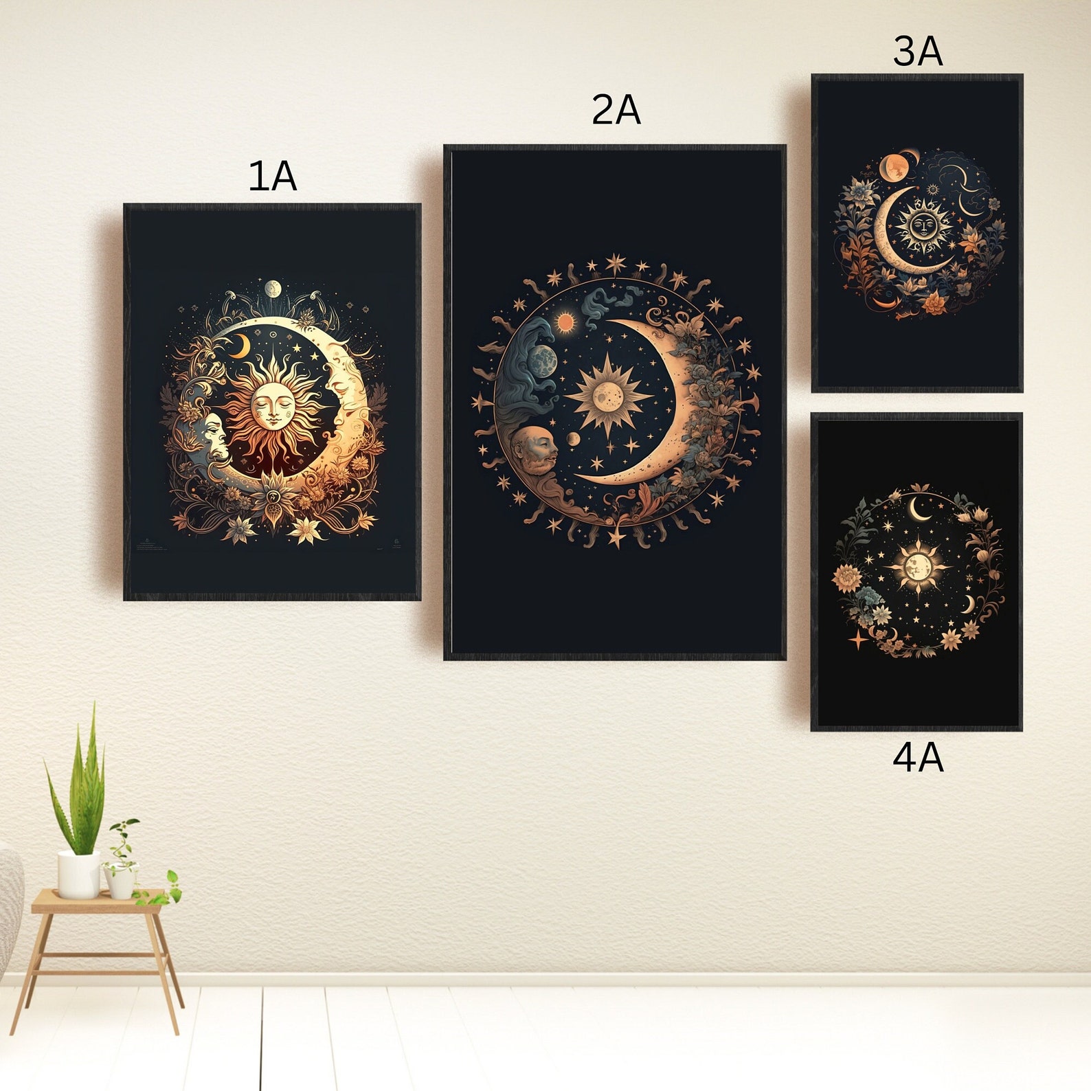 Celestial Sun Moon Printable Wall Art Decorative Cosmic Boho Design ...