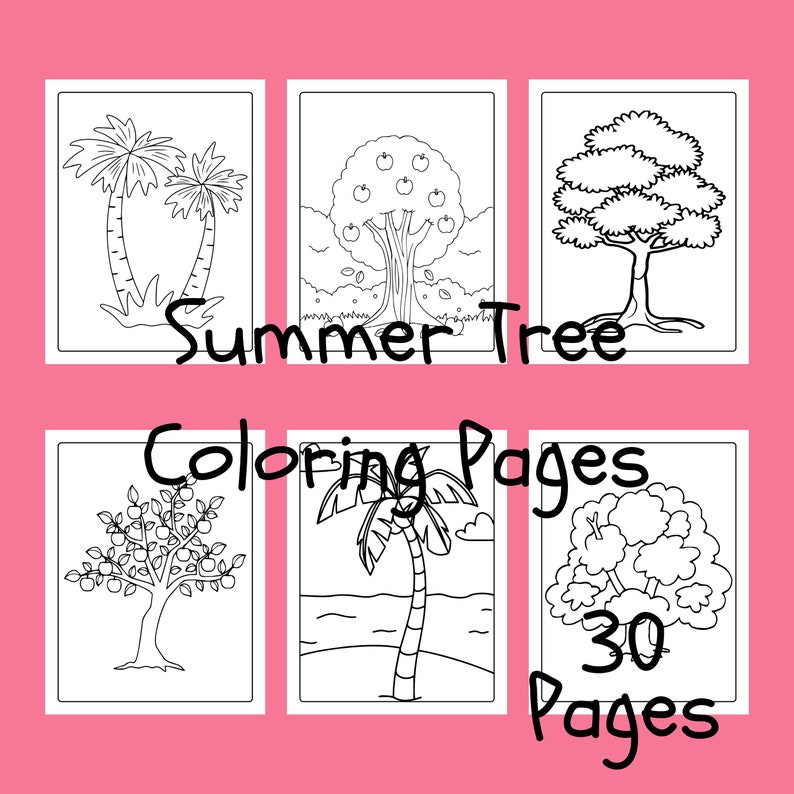 Summer Tree Coloring Pages - Printables - PDF - 30 Pages - Etsy
