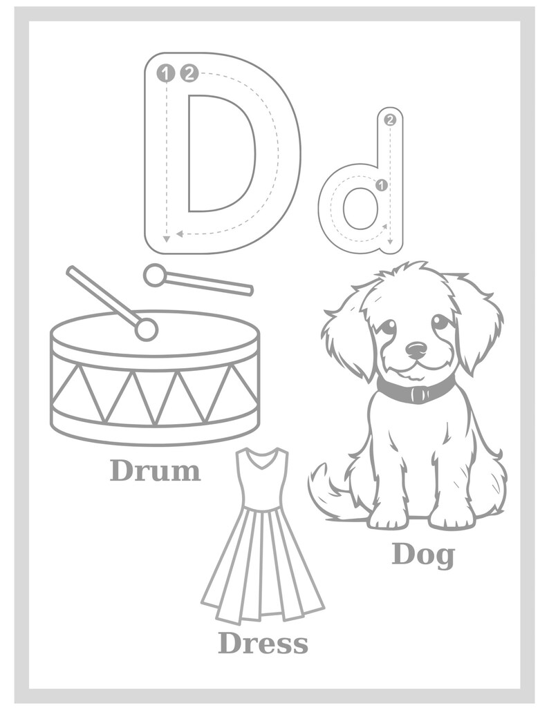 Alphabet Printable Educational Fun A to Z Coloring Pages for Kids ...