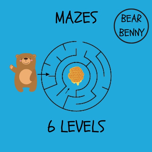 Printable Forest Adventure Mazes: Squirrel Sammy - Bee Jack - Bear ...