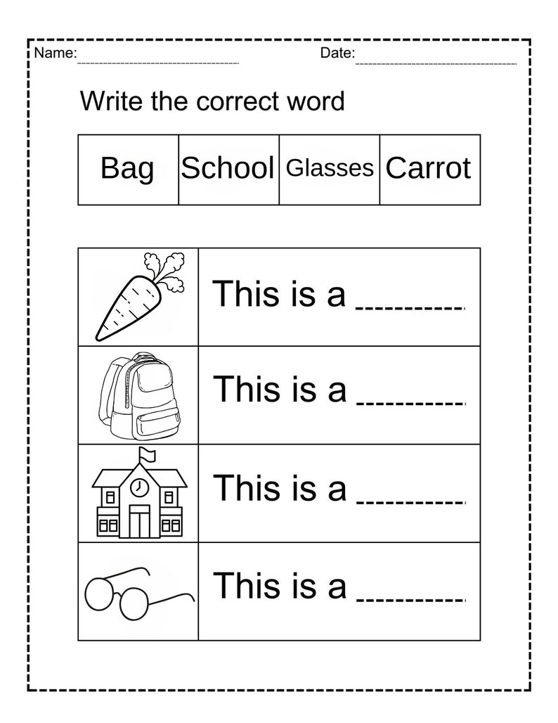 Write the Correct Word - Activities for Kids - Printables - PDF - Etsy