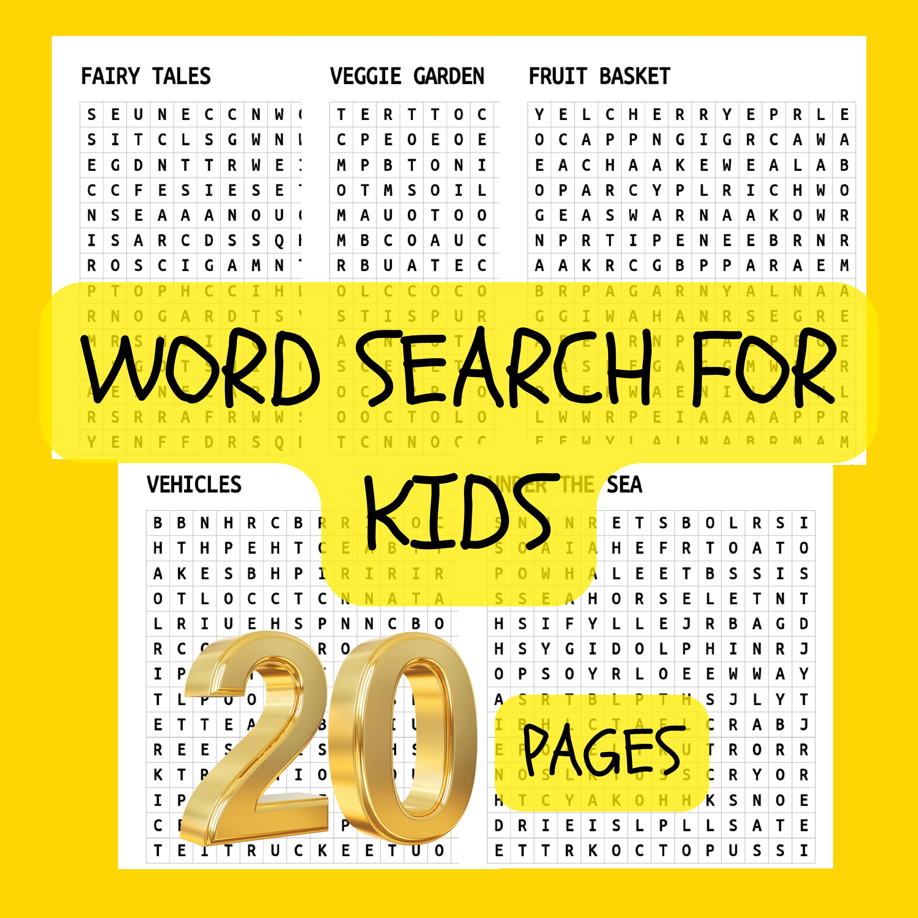 Educational Word Search Puzzles for Kids – 20 Themed Puzzles With 10 ...