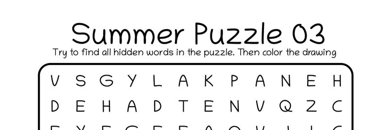 20 Page Printable Summer Word Search Set, Word Puzzle Activity for Kids ...