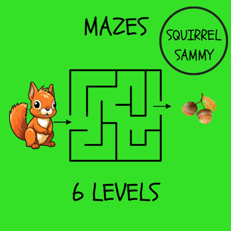 Printable Forest Adventure Mazes: Squirrel Sammy - Bee Jack - Bear ...