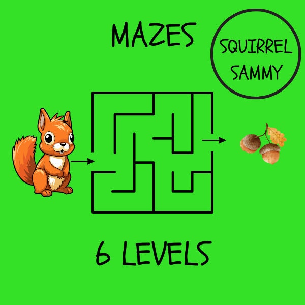 Printable Forest Adventure Mazes: Squirrel Sammy - Bee Jack - Bear ...