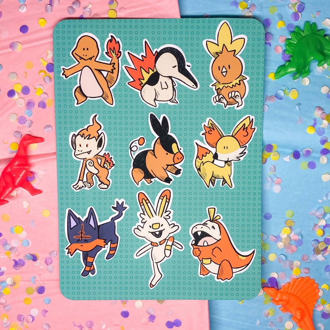 Fire Type Pokemon Starters Print - Etsy