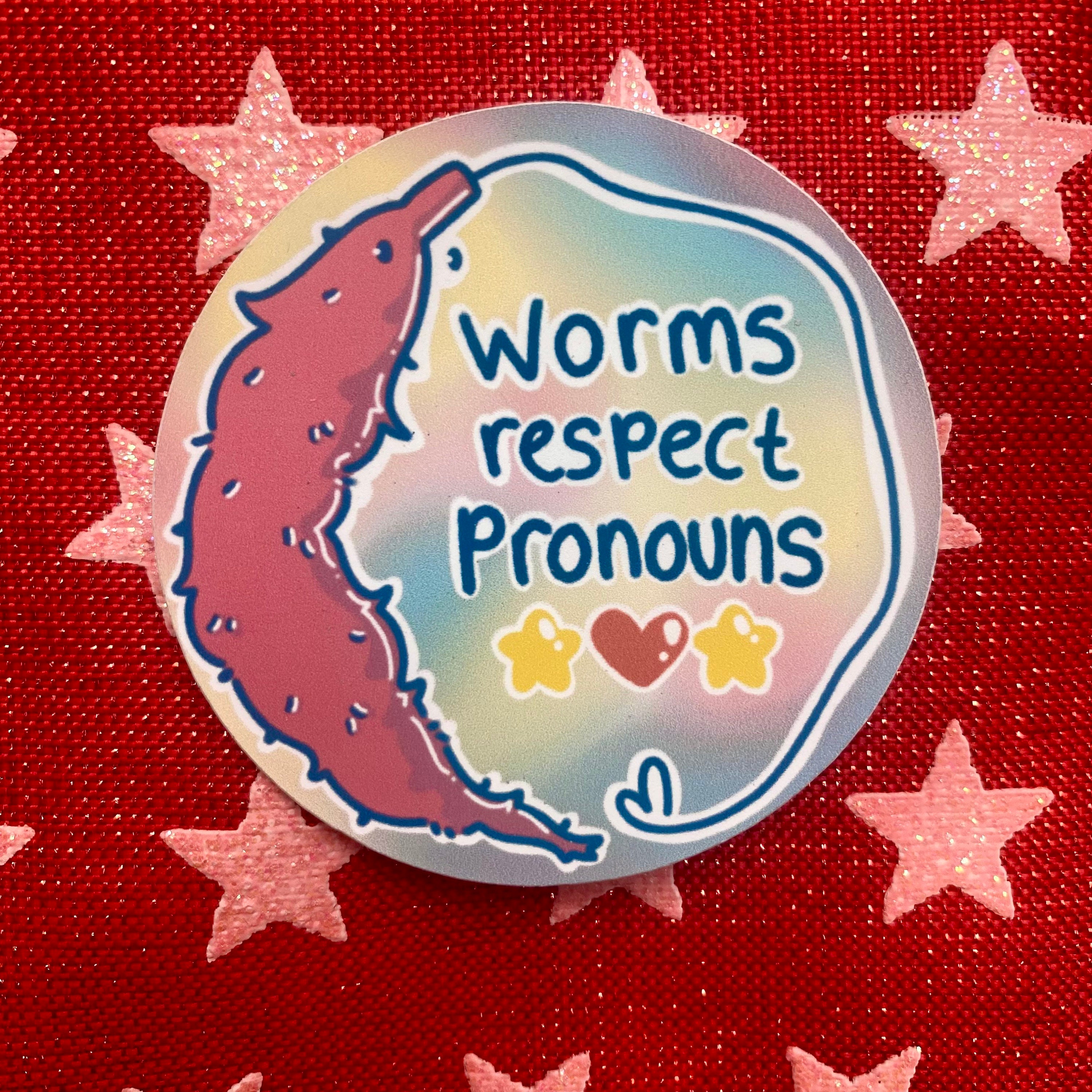 Worms Respect Pronouns Worm on a String Sticker - Etsy
