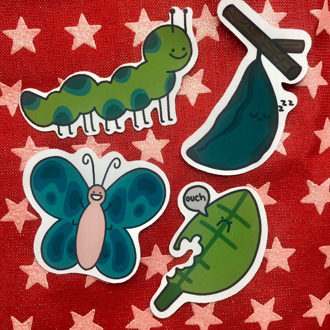 Caterpillar Evolution Sticker Pack - Etsy