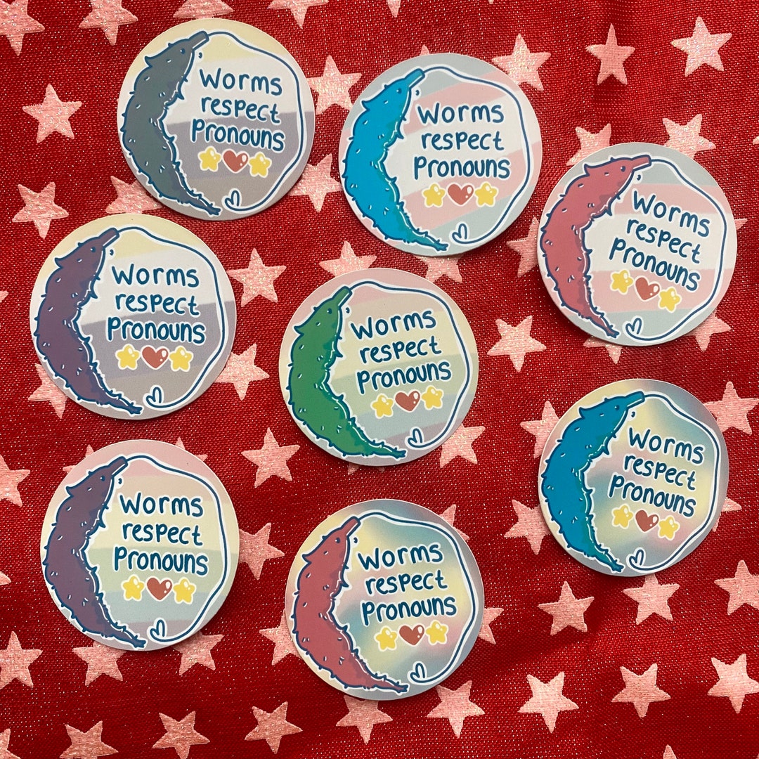 Worms Respect Pronouns Worm on a String Sticker - Etsy