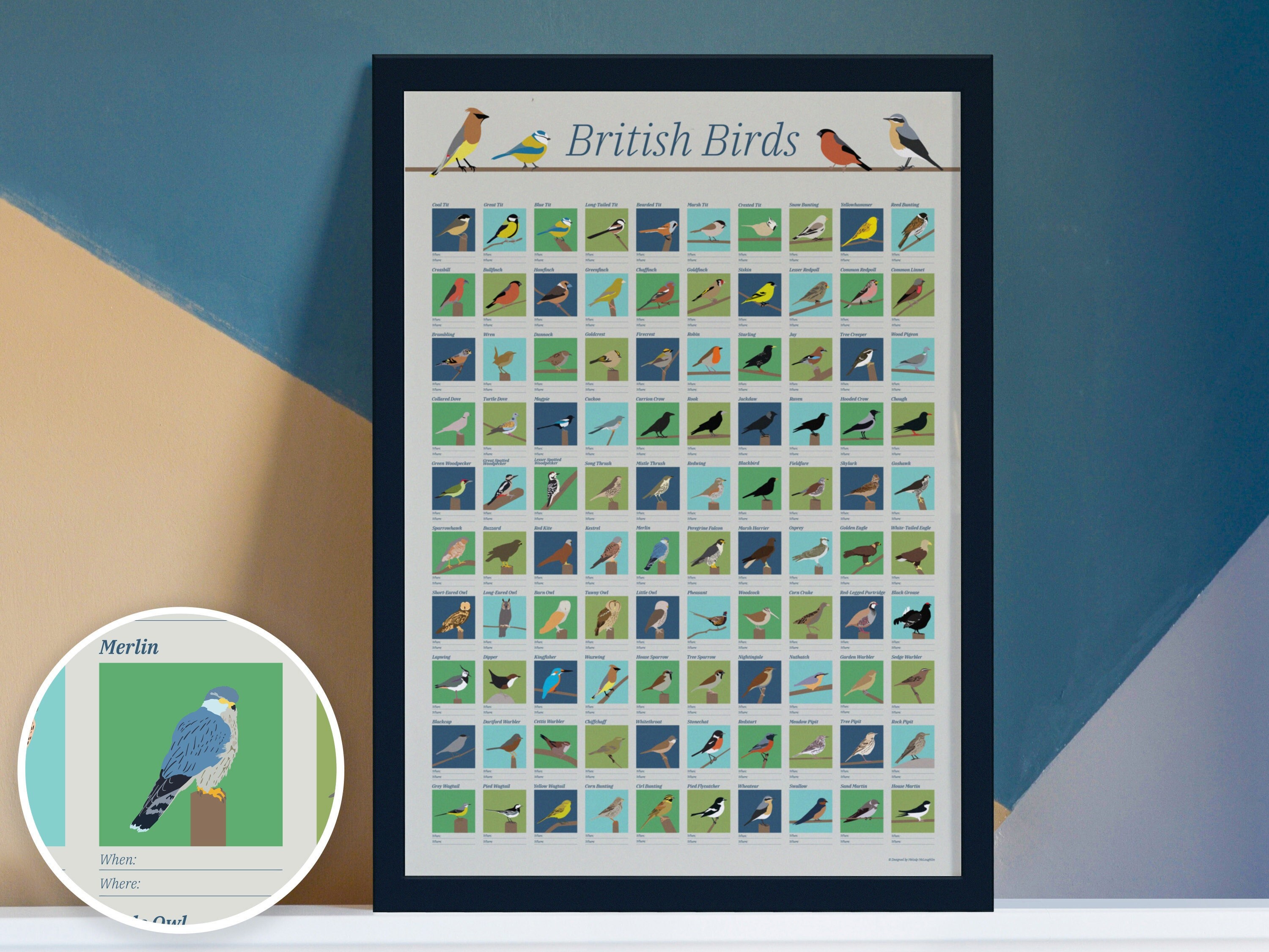 British Birds Poster – Illustrated Checklist, Birdwatching Gift - Etsy