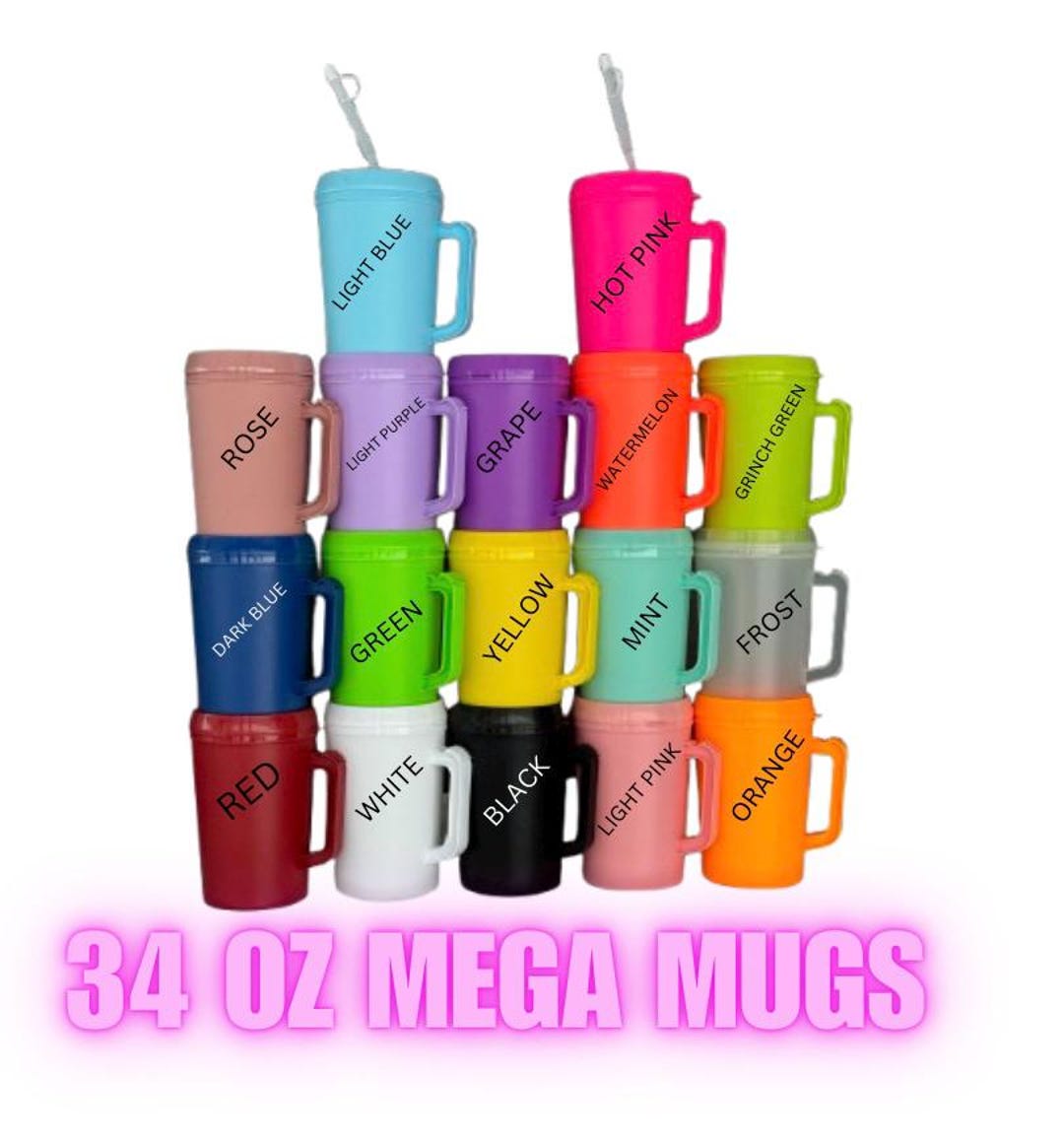 Mega Mug/trucker Cup Complete With Bendy Straw - Etsy