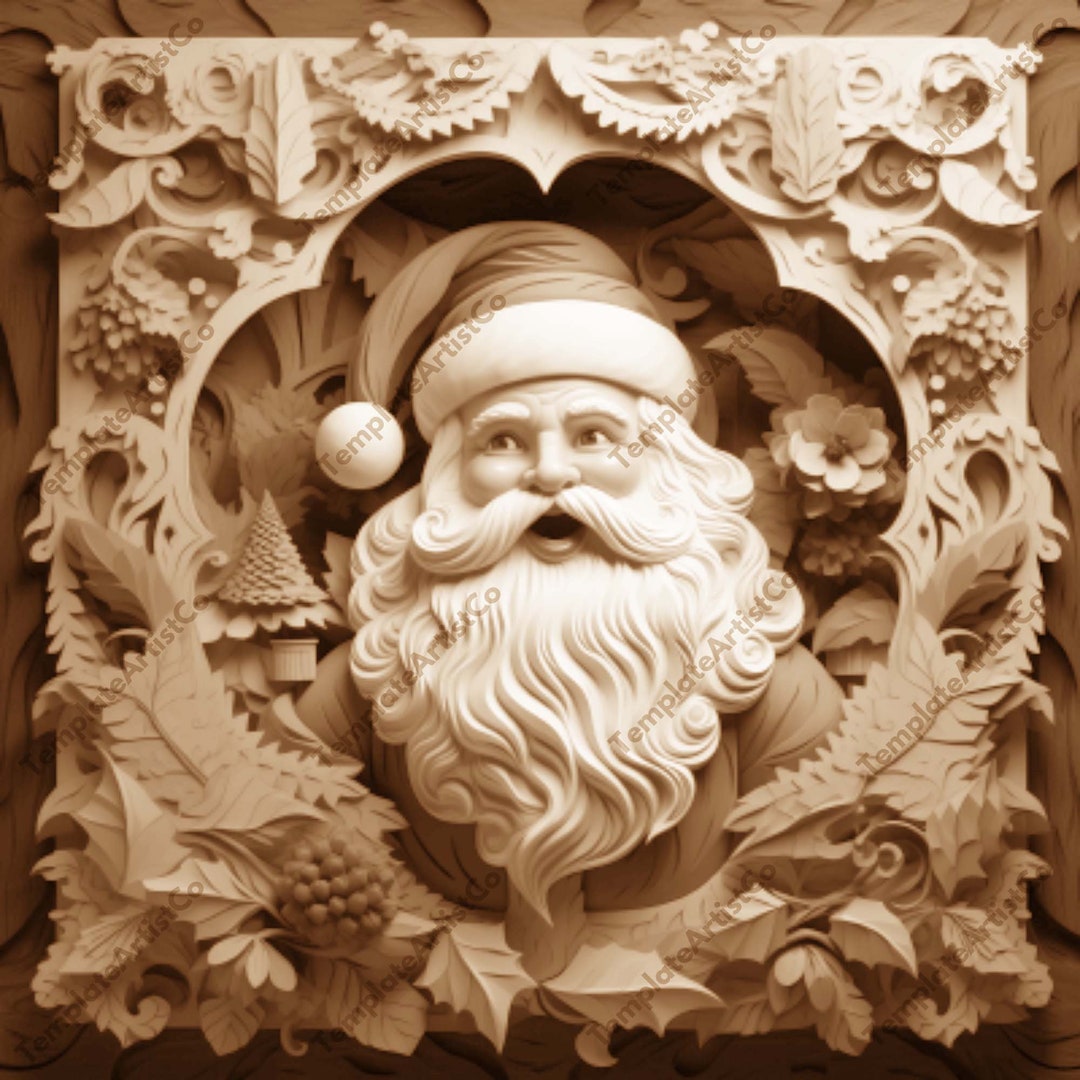 Christmas Santa Laser Burn PNG Engrave Wood Engraving Co2 - Etsy