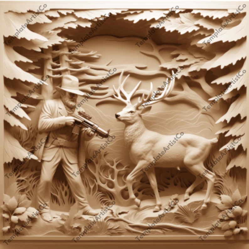 Deer Hunter Laser Burn Engrave PNG, Co2 Laser Wood Engraving Lightburn ...