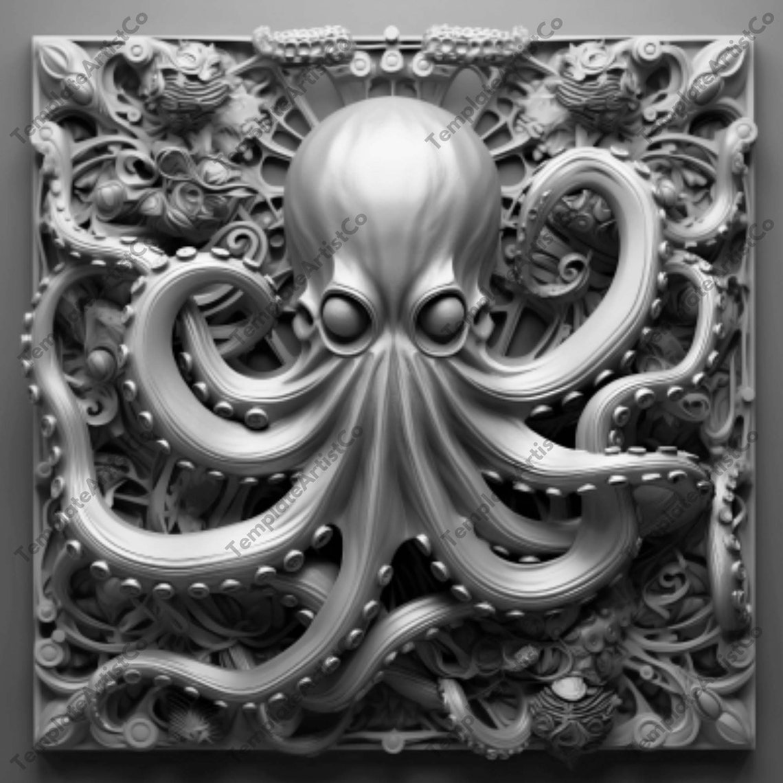 Octopus Laser Engrave File, PNG Burn, Wood Engraving 3D Illusions ...