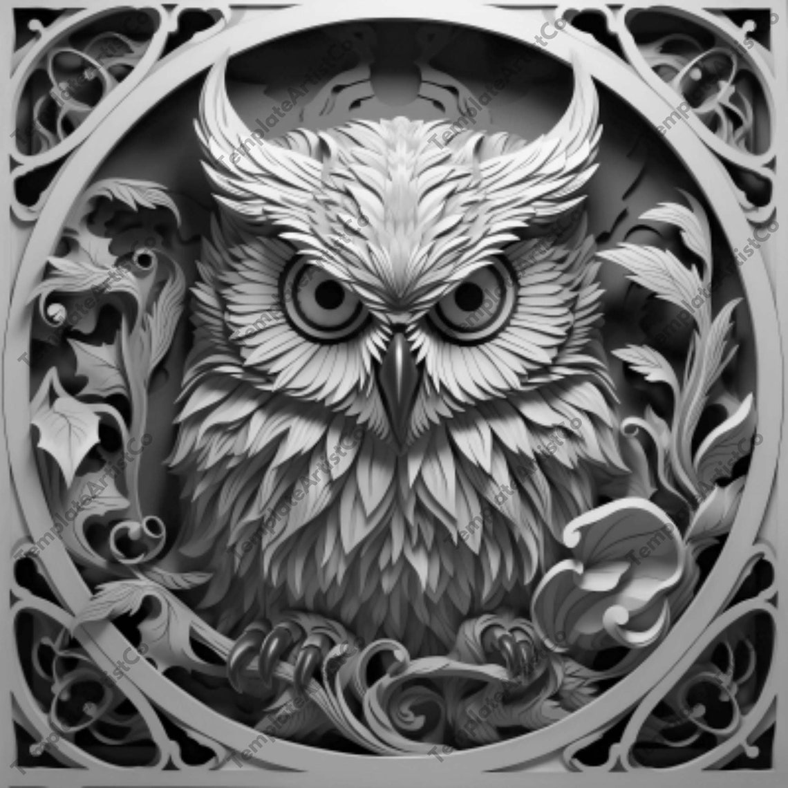 Owl Laser Engrave File, Wood Engraving 3D Illusion, Lightburn File ...