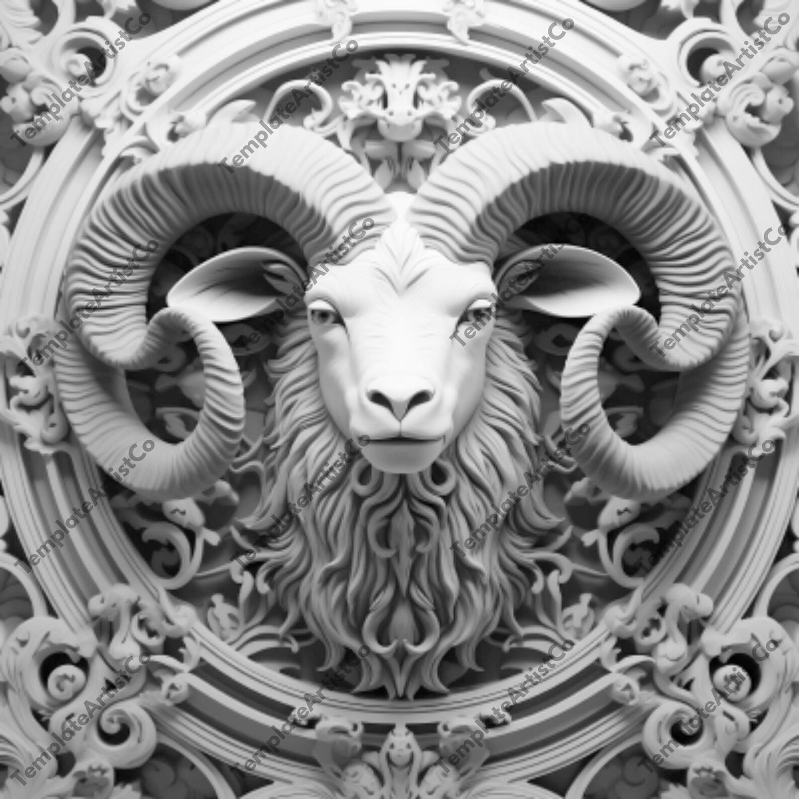 Ham Laser Engrave Burn PNG, Aries Zodiac 3D Wood Engraving, Lightburn ...