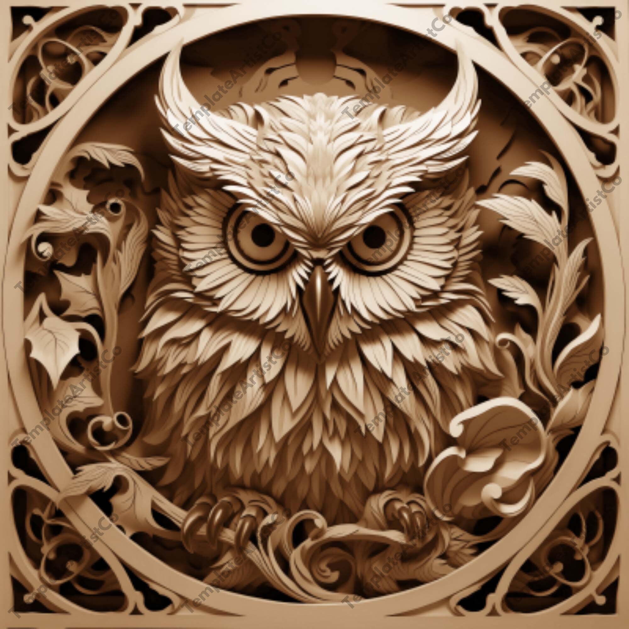 Owl Laser Engrave File, Wood Engraving 3D Illusion, Lightburn File ...