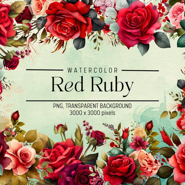 Ruby Border Clipart - Etsy