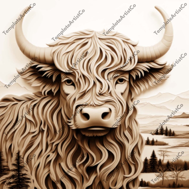 Laser Burn PNG, Highland Cow Laser Engrave PNG, Co2 Laser Engraving ...