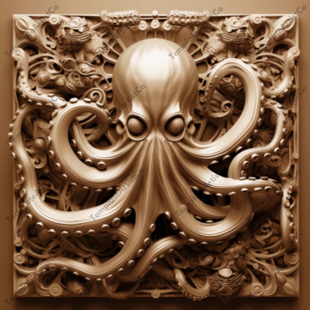 Octopus Laser Engrave File, PNG Burn, Wood Engraving 3D Illusions ...