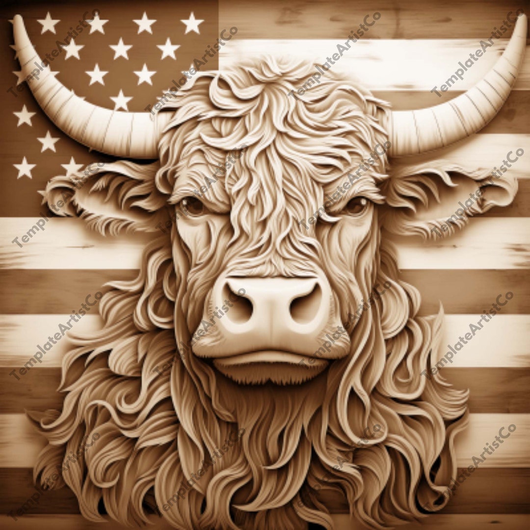 Highland Cow Laser Burn Engrave PNG Co2 Laser Wood Engraving - Etsy