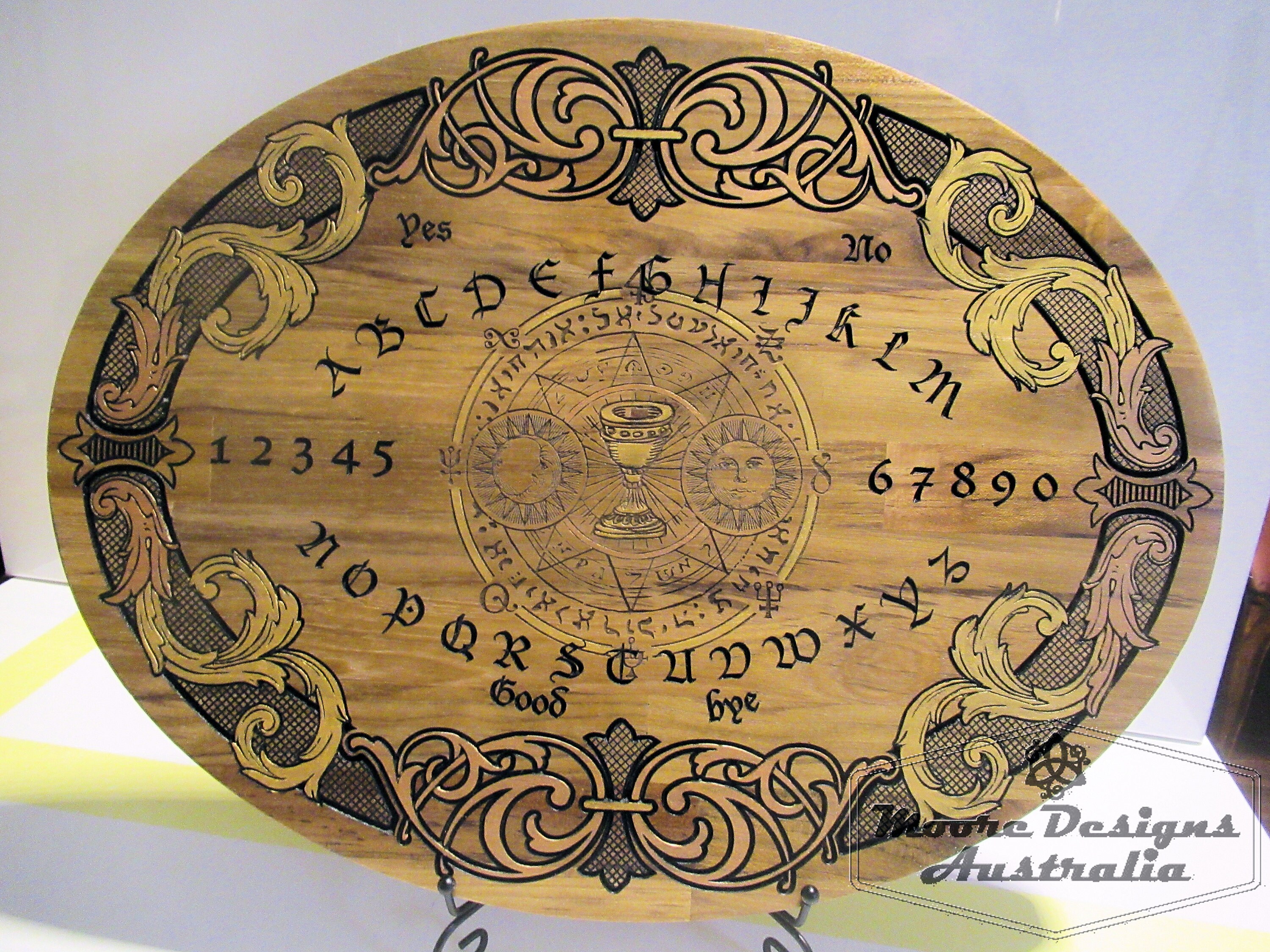 Baroque Teak Spirit Board With Planchette, Laser Etched Talking Board ...