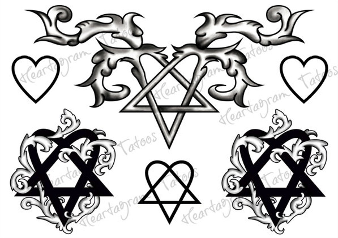 Heartagram Temporary Tattoos Transfer Tattoo Stickers Ville Valo HIM ...