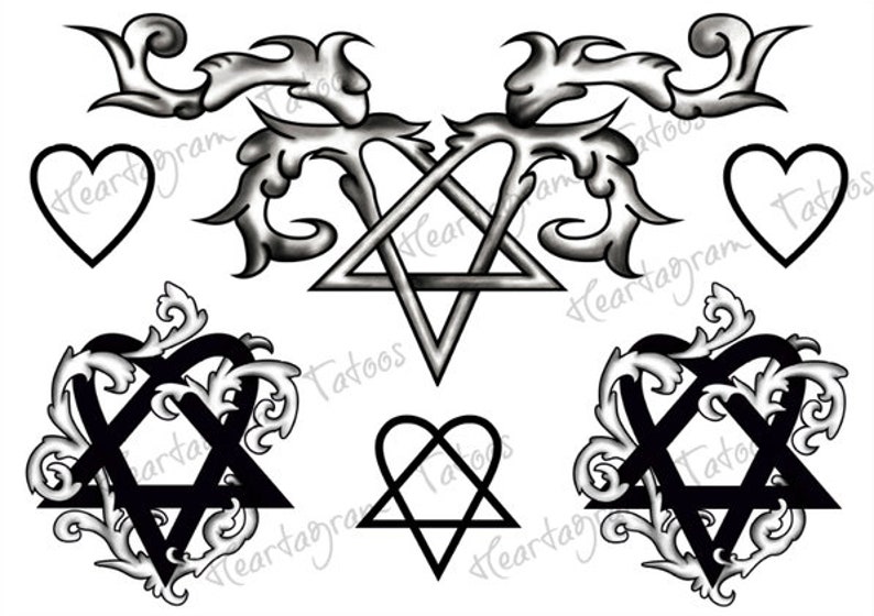 Heartagram Temporary Tattoos | Transfer Tattoo Stickers | Ville Valo ...