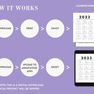 2023 2024 2025 Yearly Minimalist Calendar, Digital/printable Year At-a ...