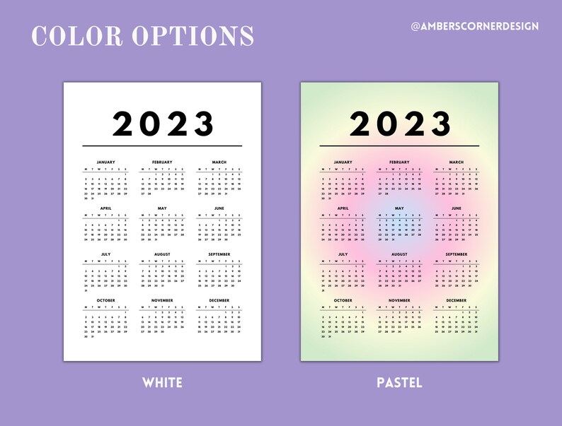 2023 2024 2025 Yearly Minimalist Calendar, Digital/printable Year At-a ...