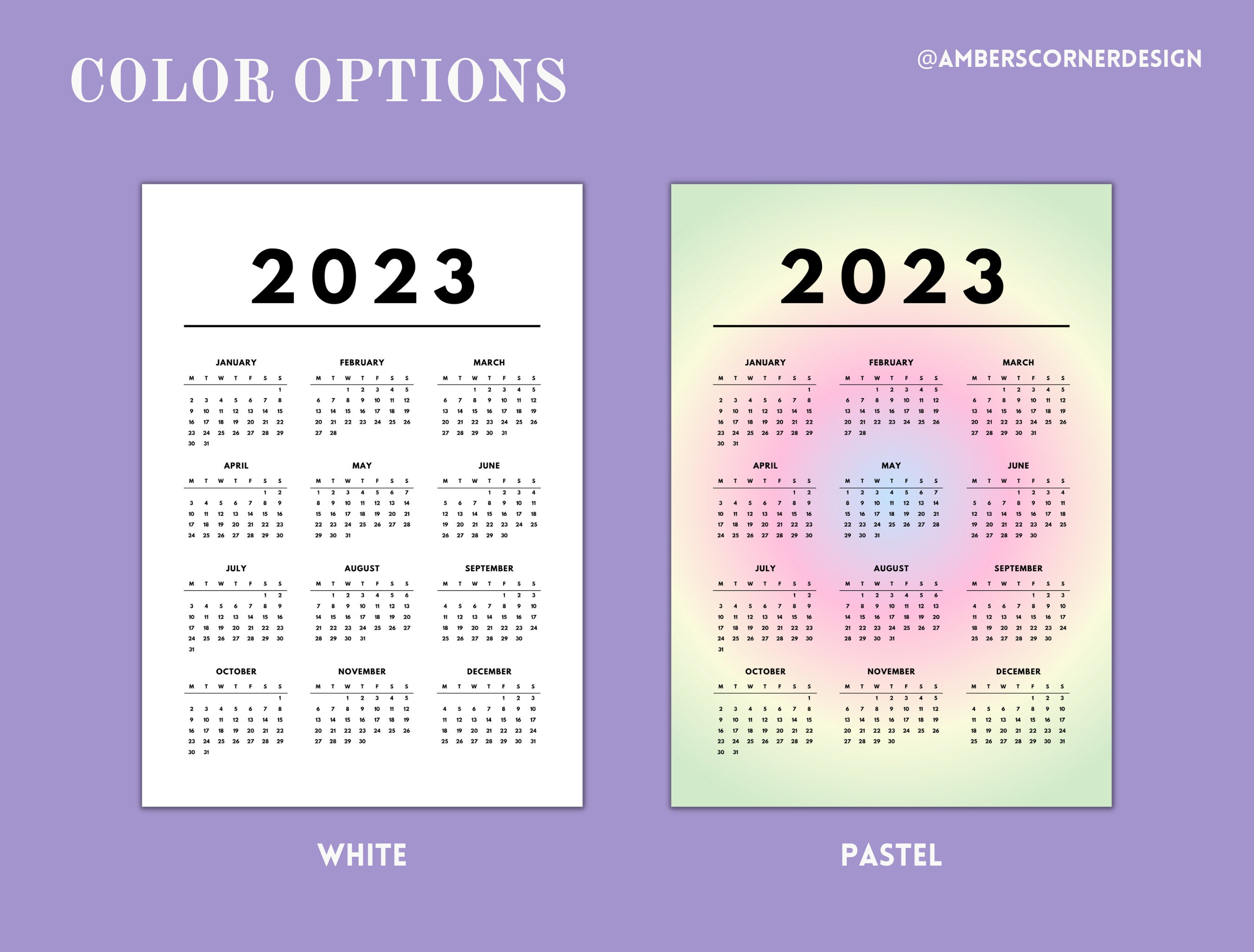 2023 2024 2025 Yearly Minimalist Calendar, Digital/printable Year At-a ...