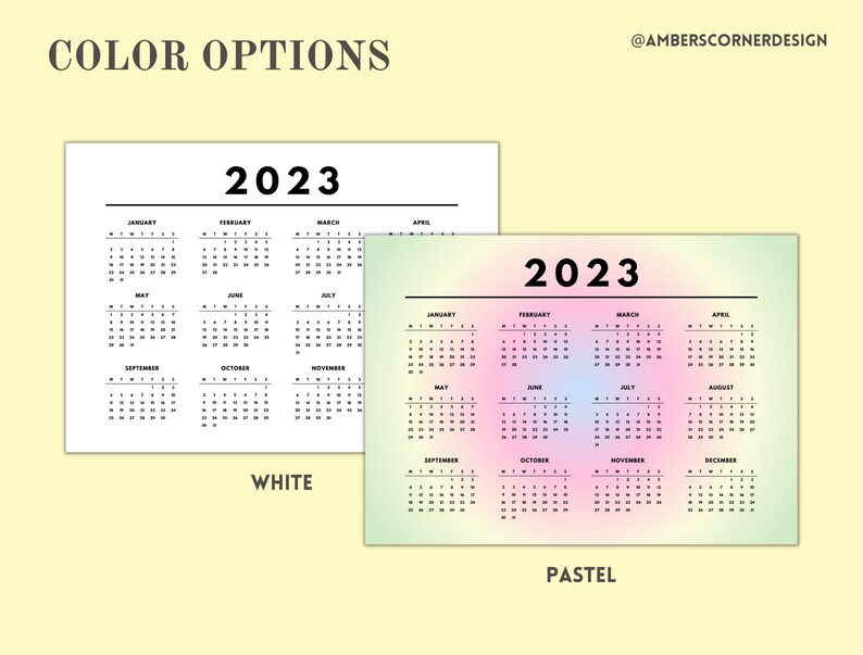 2023 2024 2025 Yearly Minimalist Calendar, Digital/printable Year At-a ...