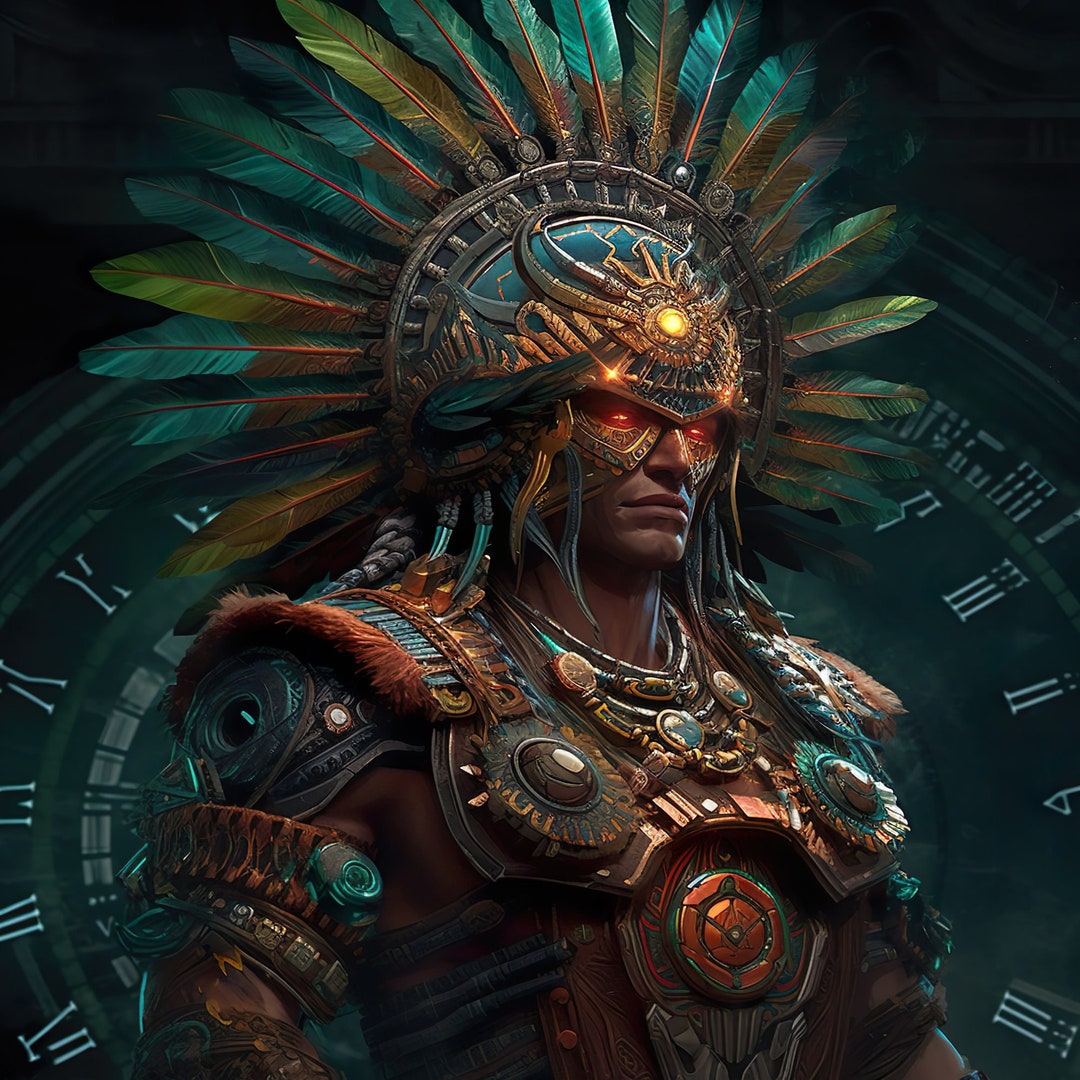 Neon Cyberpunk Strong Aztec Man No.1//premium Digital Product Ai Clip ...