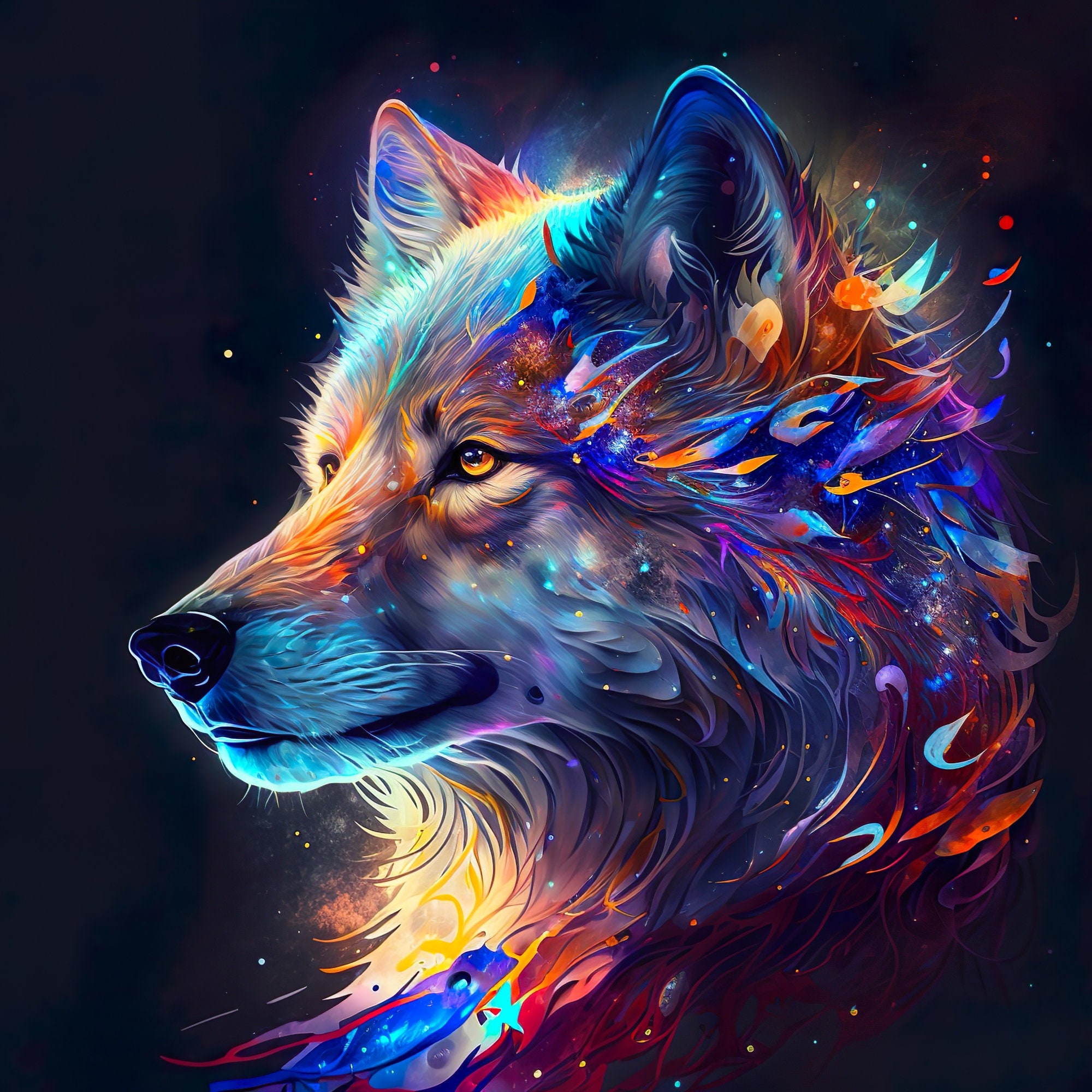Colorful Wolf Art