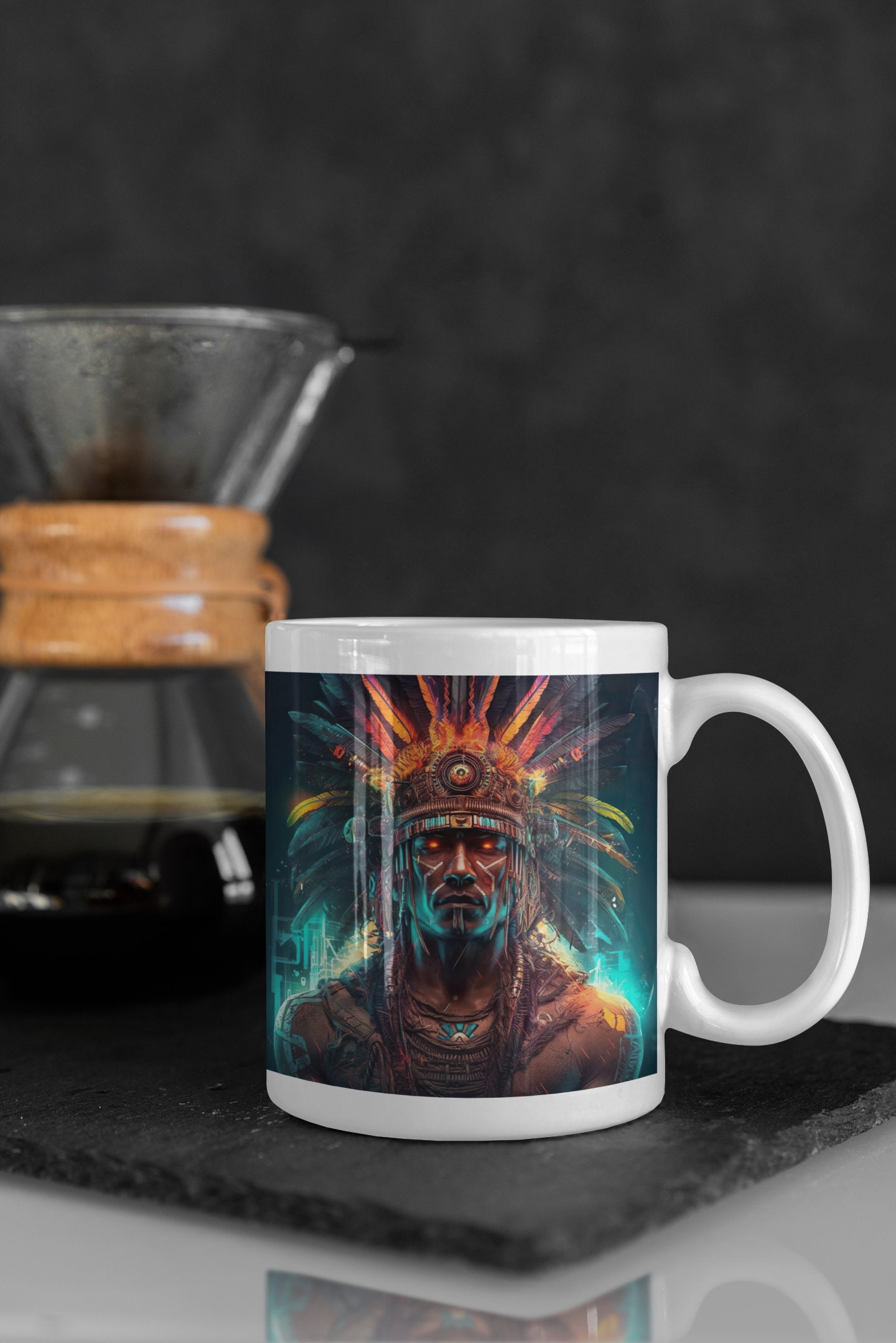 Neon Cyberpunk Strong Aztec Man No.4//premium Digital Product Ai Clip ...