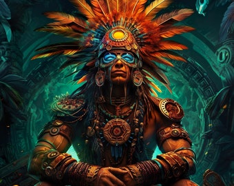 Strong Aztec Man No.5 //premium Digital Product Ai Clip Art Wall Paper ...