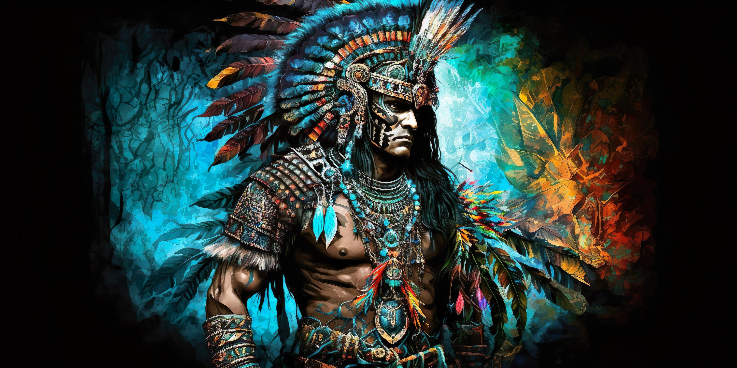 Strong Aztec King No.1//premium Digital Product Ai Clip Art Wall Paper ...