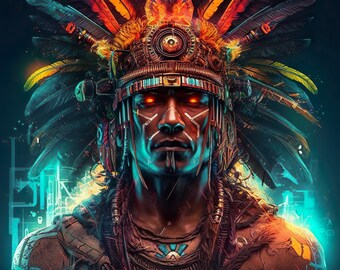 Strong Aztec Man No.5 //premium Digital Product Ai Clip Art Wall Paper ...