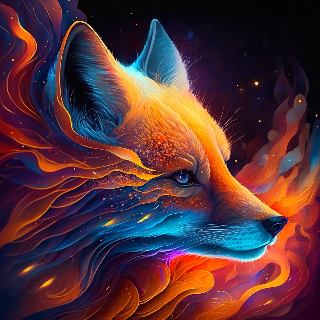 Dream Cosmic Fox in Vibrant Color No.1//premium Quality - Etsy