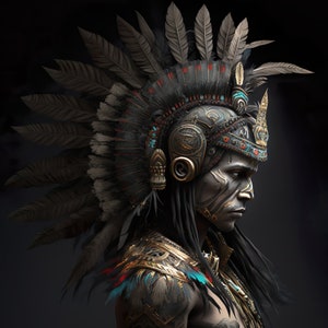 Strong Aztec Man No.5 //premium Digital Product Ai Clip Art Wall Paper ...