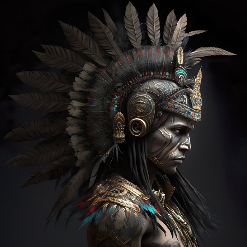 Strong Aztec Man No.5 //premium Digital Product Ai Clip Art Wall Paper ...