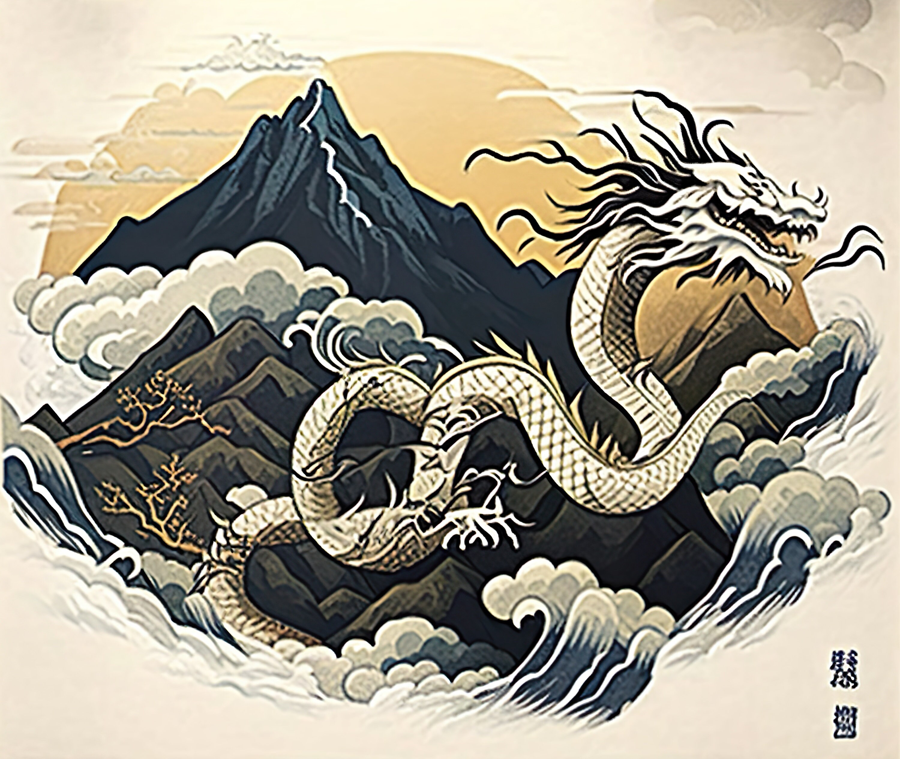 Japanese Dragon Painting Wallpaper