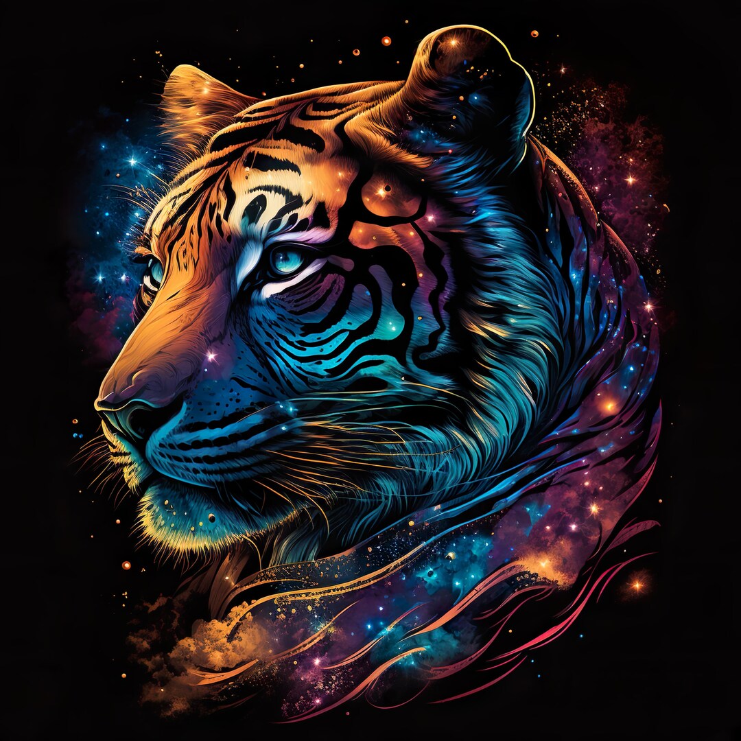 Dream Cosmic Tiger in Vibrant Color No.3//premium Quality Digital AI Art Prints,stunning Wall ...
