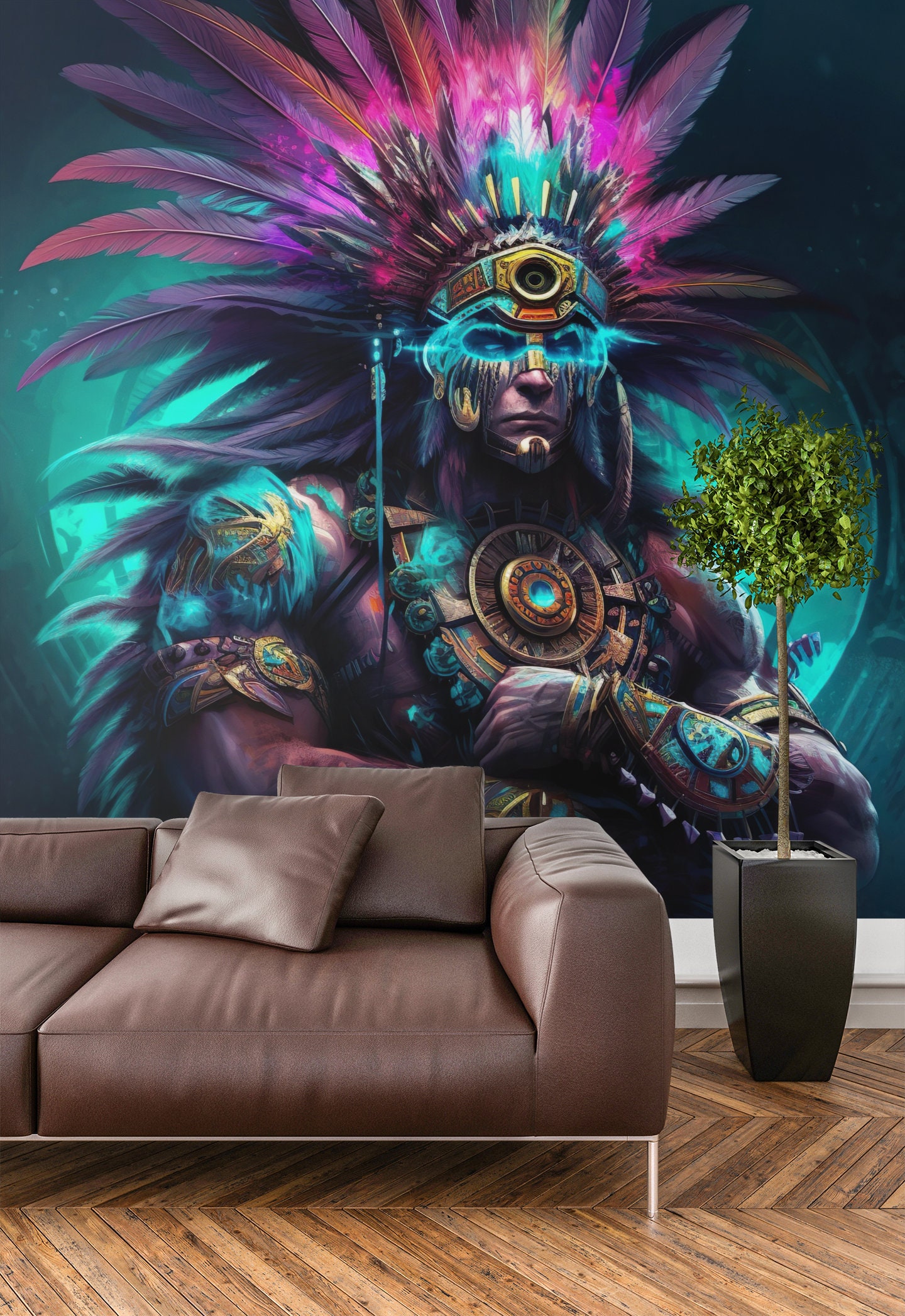 Neon Cyberpunk Strong Aztec Man No.5//premium Digital Product Ai Clip ...