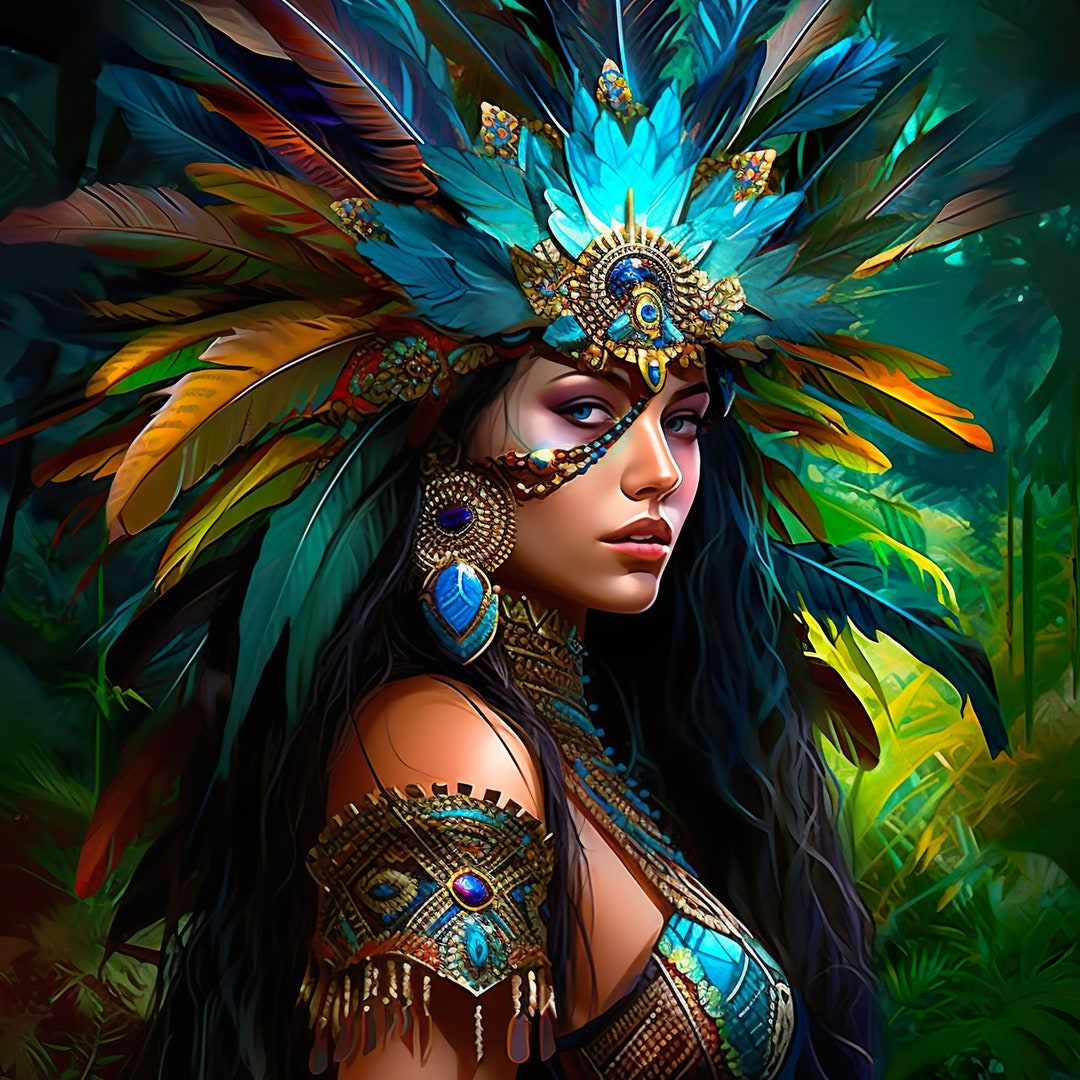 Beautiful Aztec Queen Woman No.16//premium Digital Product Ai Clip Art Wall Paper Portraits ...