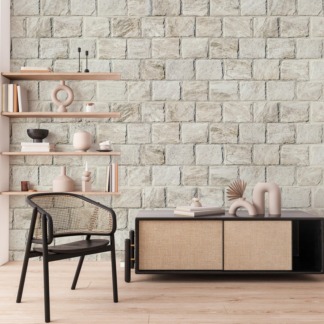 Brick Wallpaper, Jerusalem Stone Style - Etsy